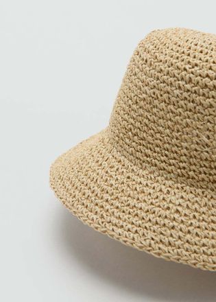 Mango Chapeau fibre naturelle &eacute;cru - Femme - Taille unique - MANGO