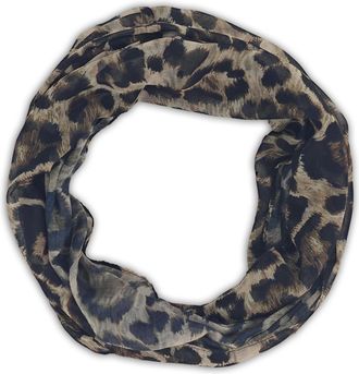 styleBREAKER Damen Loop Schlauchschal mit Leoparden Muster | Leichter Sommerschal aus Viskose | Halstuch f&uuml;r Fr&uuml;hling und Sommer - Weich und Luftig, Farbe:Braun-Sc