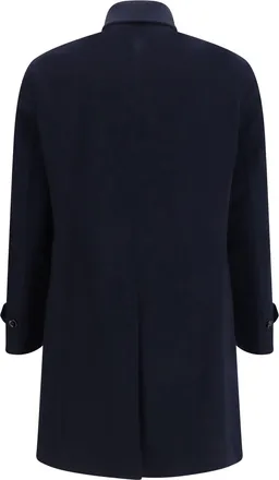 Lardini Single-Breasted Wool Coat - Navy