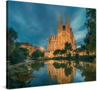Picanova Leinwandbild 80x60cm Sagrada Familia Barcelona - Leinwanddruck - Wandbild Kunstdruck Auf 2cm Holz-Keilrahmen F&uuml;r Schlaf- Und Wohnzimmer Wanddekoration
