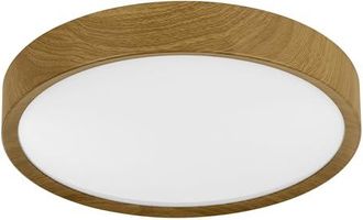 Eglo LED Deckenleuchte Musurita, 1 flammige Deckenlampe, Wohnzimmerlampe, K&uuml;chenlampe aus Stahl und Kunststoff, Flurlampe Decke in Holz-Optik, Wei&szlig;, &Oslash; 34 c