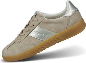 Bugatti Damen-Sneaker Sandy mit silbernen Akzenten, Kunstnubuk-Textur, hitzebeständigen Gummisohlen und verbesserter Komfortunterstützung Sand/Gold 42 EU