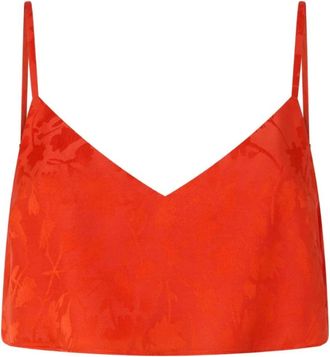 Pinko Pinko, Femme, Tops, Orange, Taille: 38 FR Haut Fleuri &agrave; Col en V