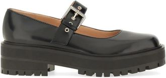 Gianvito Rossi Rounded Toe Leather Sandals - Gr. 37,5 (EU) - in Grau