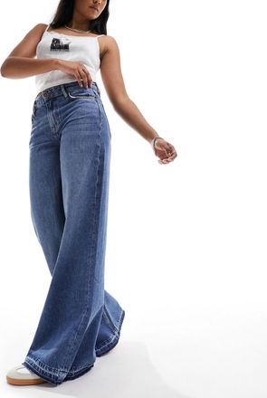 Superdry Jean évasé coupe ample à ourlet brut - Bleu vintage