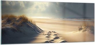 Arttor Panorama Bilder auf Glas 100x40cm Glasbild Dünen Strand Ozean Groß Wanddeko Bild im Glas Schlafzimmer Küche Wandbilder Dekoration Wohnzimmer Modern Wa