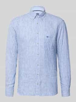 Fynch-Hatton Slim Fit Leinenhemd mit Button-Down-Kragen