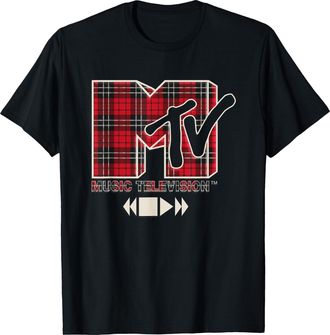 Giesswein Music Television Plays Grunge Plaid Big Chest Logo T-Shirt
