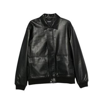 Carhartt Work in Progress Homme, Vestes, Noir, Taille: XL Veste en cuir &agrave; col classique