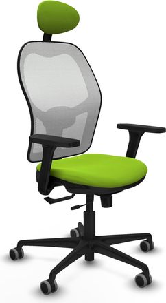 Piqueras y Crespo Ergonomischer Computerstuhl mit 3D-Armen, h&ouml;henverstellbarer Lendenwirbelst&uuml;tze und festem Kopfteil, ausgestattet mit Syncro/Traslack und injiziertem 