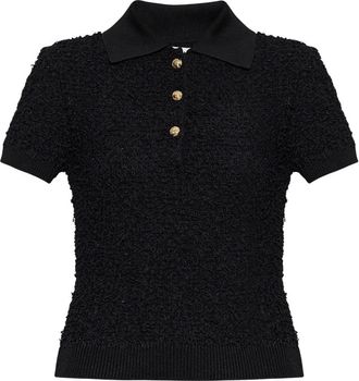 Balmain Femme, Tops, Noir, Taille: 36 FR Polo en tweed