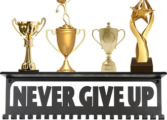 Generico Medaillen-Display: Troph&auml;enregal zur Wandmontage, 40 cm, robuster Holzst&auml;nder, zarte Produkte, Metallhaken-Design, elegant f&uuml;r Gymnastik Medaillen C