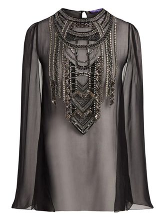 Ralph Lauren Collection Verziertes Cape-Top - Schwarz