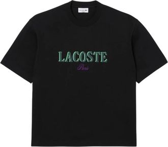 Lacoste Homme, Tops, Noir, Taille: L T-shirt Imprim&eacute; en Jersey &Eacute;pais Coupe Ample - D&eacute;voilez lExtraordinaire Rotation 2