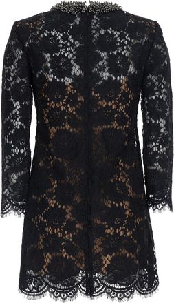 Self Portrait Lace Sleeves Mini Dress - Black
