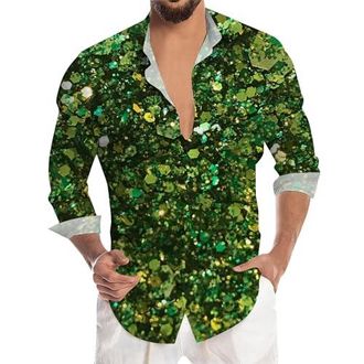 Generic Chemise Slim Fit Homme, Chemise De Soir&eacute;E &agrave; Paillettes Et Sequins Manches Longues Style D&eacute;Contract&eacute; Id&eacute;Ale pour Les F&ecirc;Tes