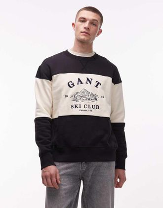 GANT Sweat d&eacute;contract&eacute; effet color block avec inscription &laquo; Ski Club &raquo; brod&eacute;e - Noir