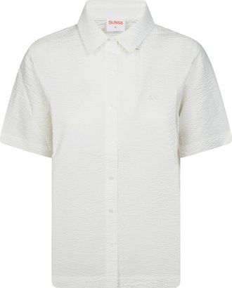 Sun 68 Femme, Blouses et Chemises, Blanc, Taille: 40 FR Camicia MM Seersucker