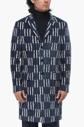 Off-white Veloursmantel SHIBORI mit geometrischem Muster Off-White