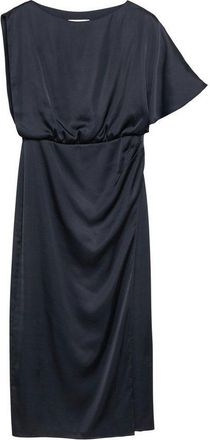 Comma Midikleid Kleid Asymmetrisches Satinkleid mit Drapierung