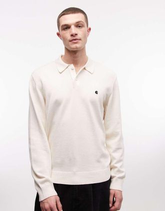 Carhartt Work in Progress Madison - Lang&auml;rmliges Polohemd in Wollwei&szlig;