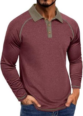 Generic Polo basique classique pour homme, coupe classique, v&ecirc;tement de travail d&eacute;contract&eacute;, chemise vintage, l&eacute;g&egrave;re et respirante, tunique de vacances, Rouge