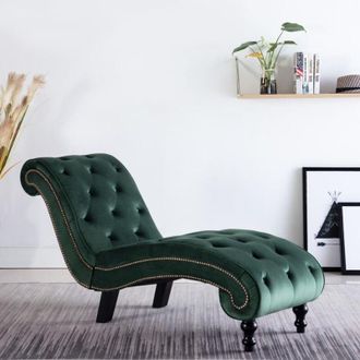 vidaXL Chaise longue Velours Vert Vidaxl