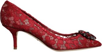 Dolce & Gabbana Femme, Chaussures, Rouge, Taille: 37 1/2 EU Talons pompes ornés de cristaux rouges