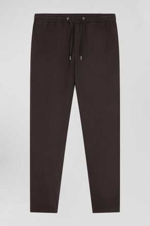 Eden Park Pantalon Taille &Eacute;lastique En Coton Stretch Marron Coupe Modern