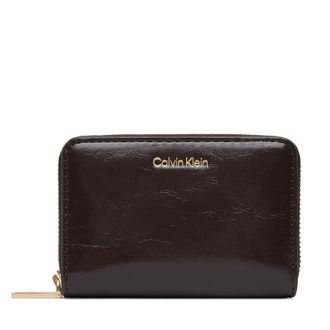 Calvin Klein Geldb&ouml;rse Calvin Klein Foil Glossy Square Zip Around LV04F1201G Braun