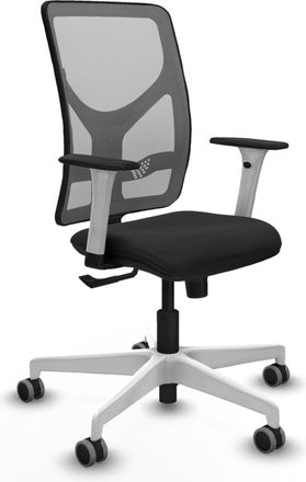 Piqueras y Crespo B&uuml;rostuhl aus schwarzem Kunstleder, mit wei&szlig;en und schwarzen Armlehnen, h&ouml;henverstellbare Lendenwirbelst&uuml;tze, 3 Positionen, Grau/Schwarz