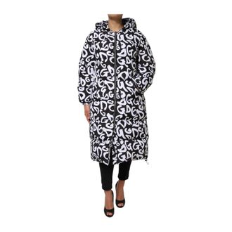 Dolce & Gabbana Schwarze Wei&szlig;e DG Mania Puffer Jacke - - Coats - Damen - Wei&szlig; - S