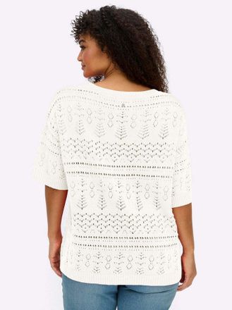 Sheego Strickpullover Kurzarm-Pullover Kurzarm Ajour