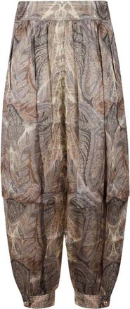 Zimmermann Femme, Pantalons, Beige, Taille: 36 FR Pantalon en Soie Beige à Imprimé Paisley