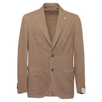 Lubiam Homme, Vestes, Brun, Taille: M Veste en coton et lin