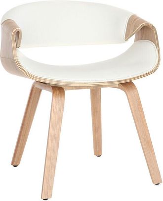 Miliboo Skandinavischer Armstuhl, wei&szlig; und helles Holz ARAMIS