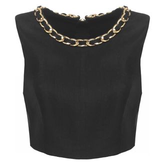 Elisabetta Franchi Femme, Tops, Noir, Taille: 42 FR Hauts sans manches