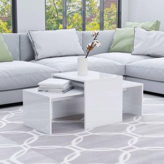 vidaXL Vidaxl - Ensemble de table basse Blanc brillant Bois ding&eacute;nierie
