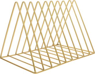 DOITOOL Eisen Dreieckiger Bücherständer Großer Desktop Book Holder Metall Regal Multifunktional für Büro Wohnzimmer Schreibtischablage Robust Modern Goldfarbe