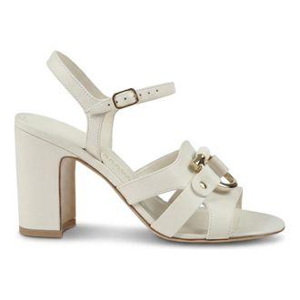 Ferragamo Femme, Chaussures, Blanc, Taille: 36 1/2 EU Gancini Ornament Sandal