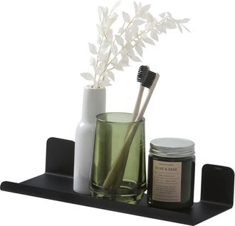 Tiger Colar Ablage zum Kleben, 30 cm, Edelstahl, Schwarz pulverbeschichtet, mit integrierter Klebefolie zur Montage ohne Bohren, 1313330746