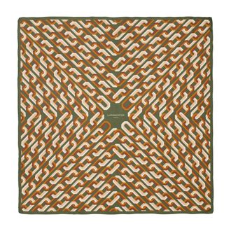 Le Parmentier Foulard en Soie Vert avec Motif de Cha&icirc;ne - Femme - Accessoires - Vert - Taille: ONE Size