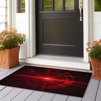 Generic Tapis de Passage Futur Science-Fiction Rouge Laser G&eacute;om&eacute;trie 60 x 180 cm Antid&eacute;rapant et Lavable Interieur Rug, Rouge Tapis de Couloir pour Entree Cou