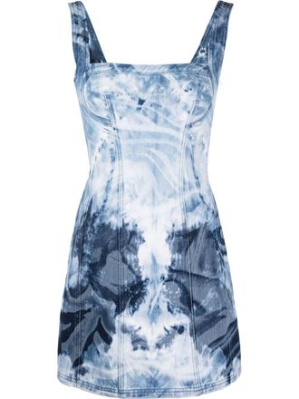 Alberta Ferretti robe courte en jean &agrave; effet d&eacute;lav&eacute; - Bleu