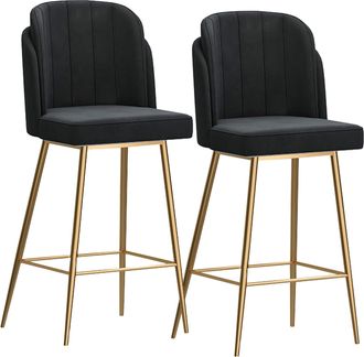 Generic 2er-Set Barhocker, hoher Hocker mit R&uuml;ckenlehne und Fu&szlig;st&uuml;tze, Moderne Hochst&uuml;hle f&uuml;r Bar und K&uuml;che/65 cm