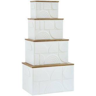 Atmosphera Lot de 4 malles Catalina blanc - Atmosphera cr&eacute;ateur dint&eacute;rieur