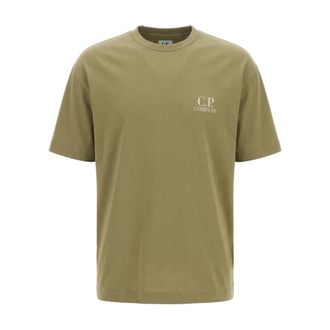 C.P. Company C.p. Company, Homme, Tops, Vert, Taille: S T-shirt &agrave; Manches Courtes avec Logo en Jersey 30/1