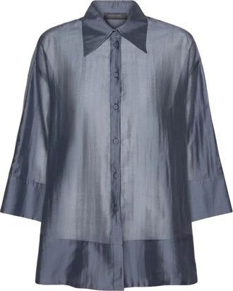 Elena Miro Femme, Blouses et Chemises, Bleu, Taille: 44 FR Chemise boutonn&eacute;e sur le devant