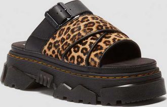 Dr. Martens Leder Mattison Leopard Slide Sandalen in Bräunen, Größe: 36
