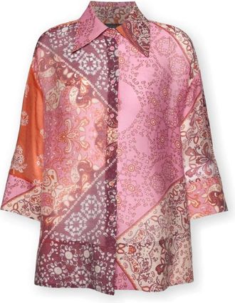 Elena Miro Femme, Blouses et Chemises, Multicolore, Taille: 44 FR Chemise en organza de lyocell imprim&eacute;